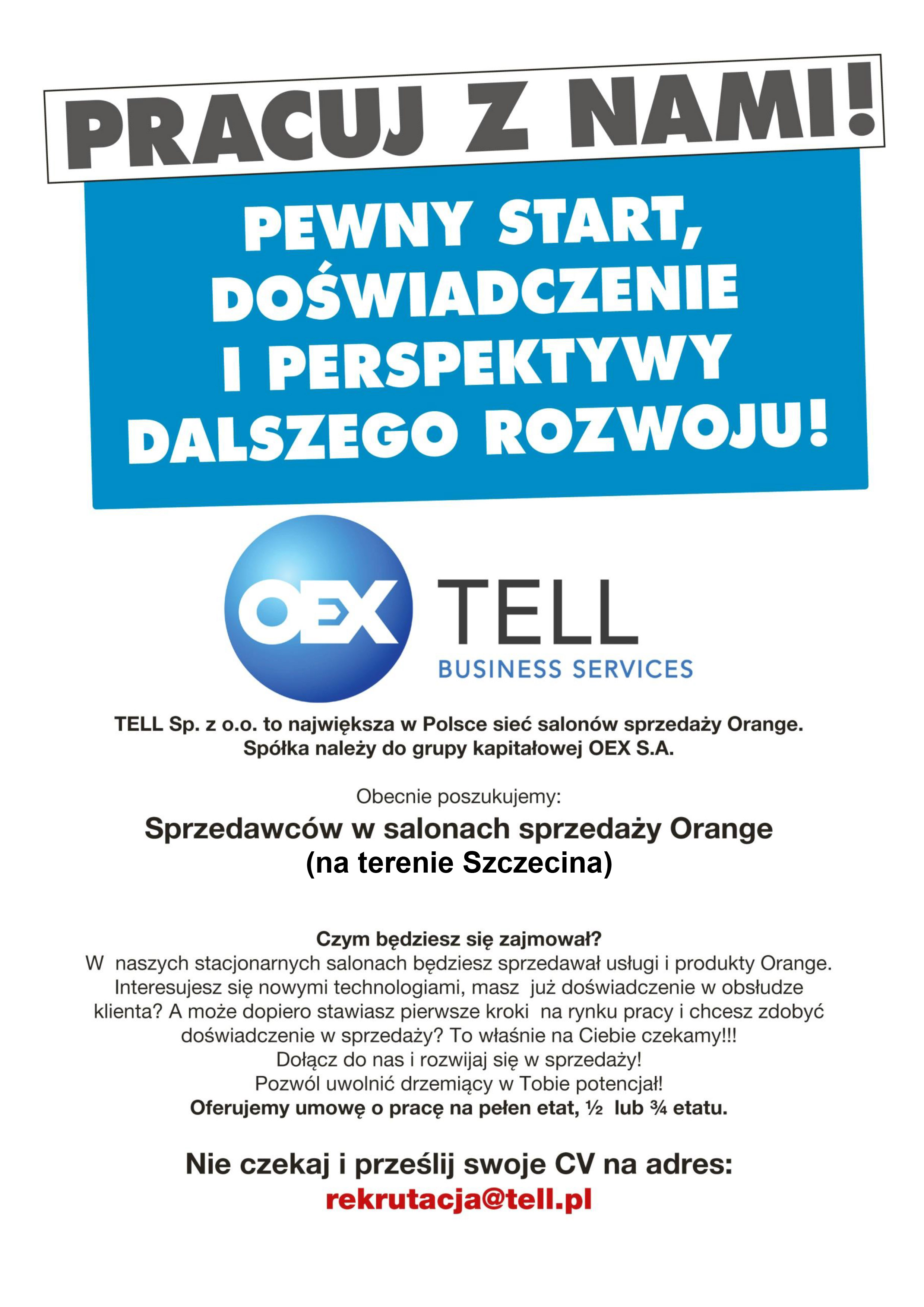 Oferta pracy – Sprzedawca w salonie Orange | ZPSB Szczecin